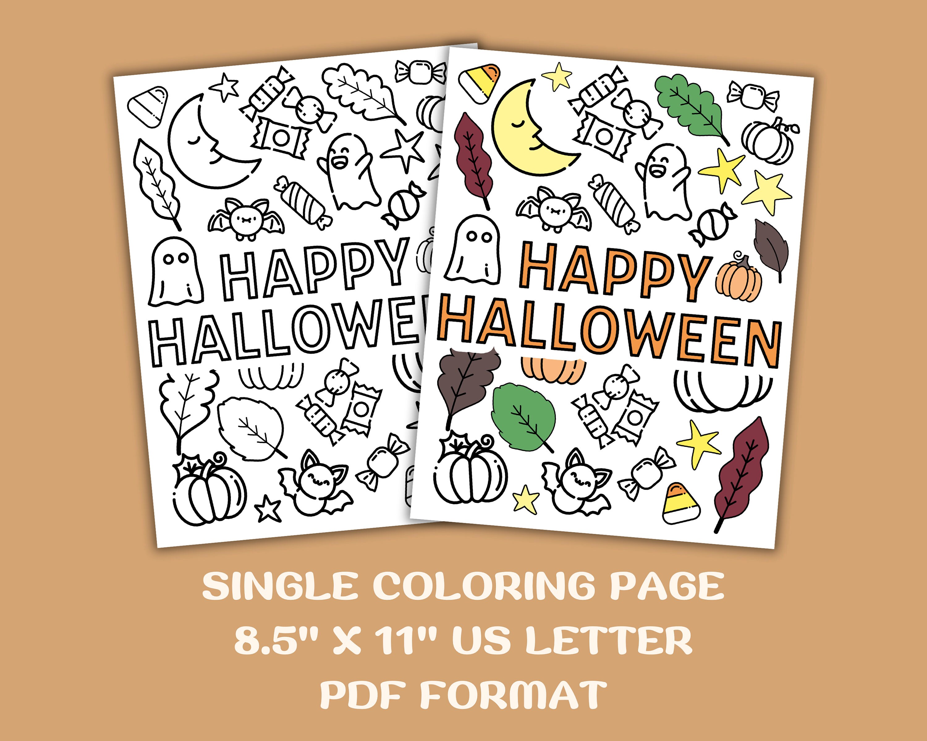 Fall Coloring Pages, Kids Halloween Activity, Printable Autumn Decor ...