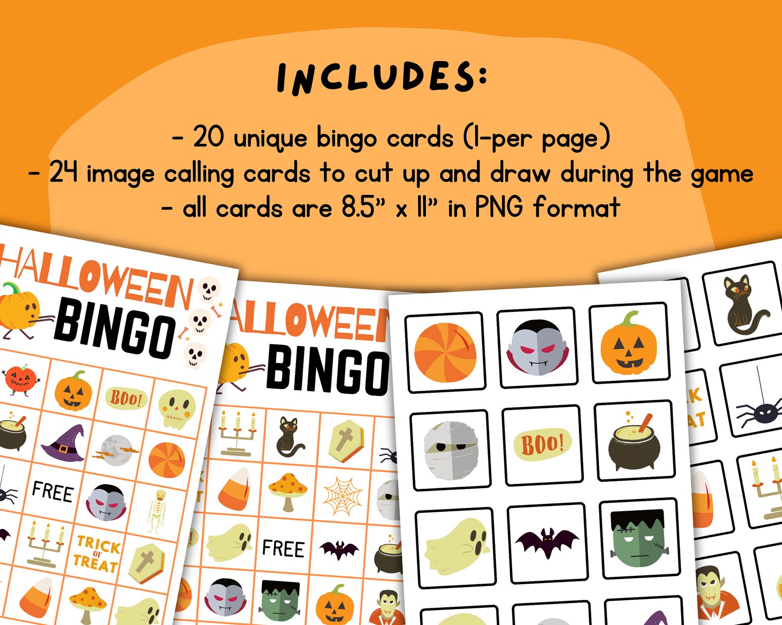 Printable Halloween Bingo Kids Party Game 20 Fall Themed - Etsy