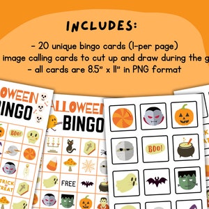 Printable Halloween Bingo, Kids Party Game, 20 Fall Themed Bingo Cards ...