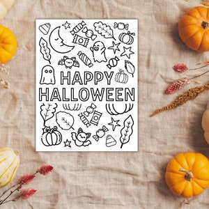 Fall Coloring Pages, Kids Halloween Activity, Printable Autumn Decor ...
