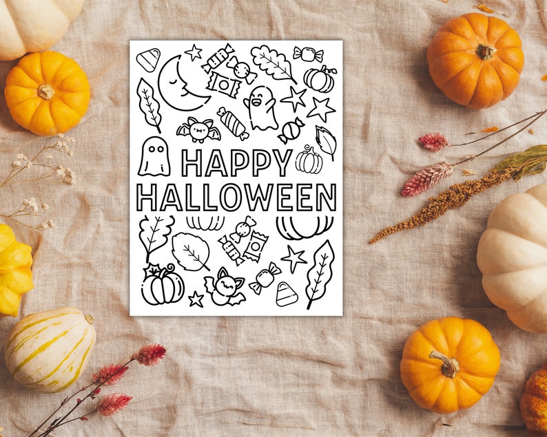 Fall Coloring Pages, Kids Halloween Activity, Printable Autumn Decor ...