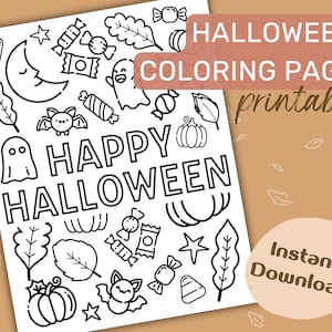 Fall Coloring Pages, Kids Halloween Activity, Printable Autumn Decor ...
