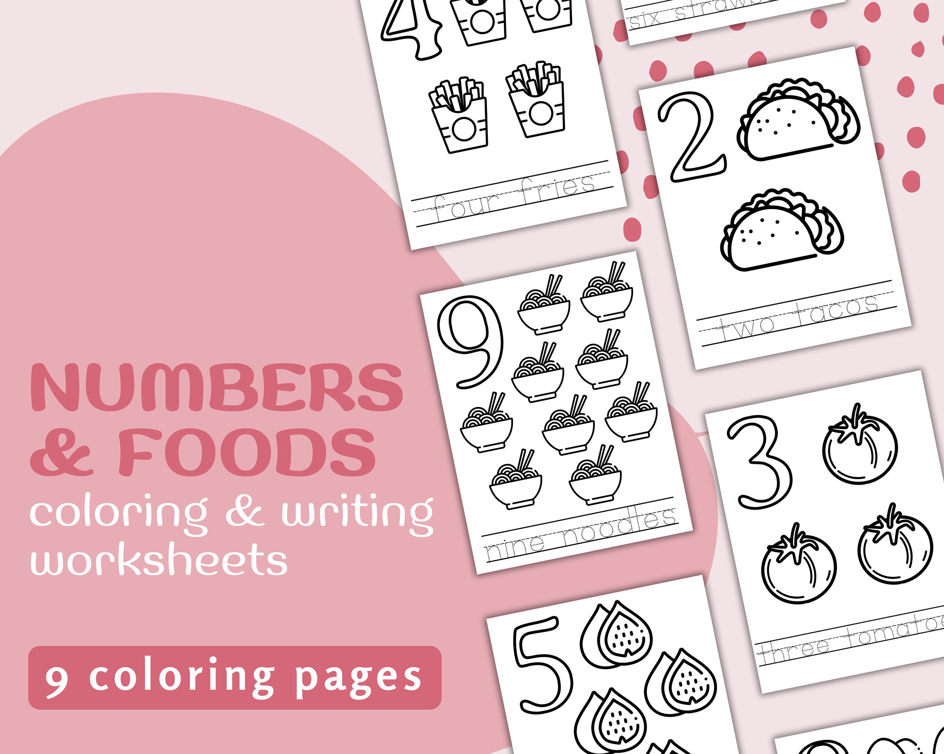 Coloring Tracing Kids Worksheets Preschool Food Curriculum - Etsy