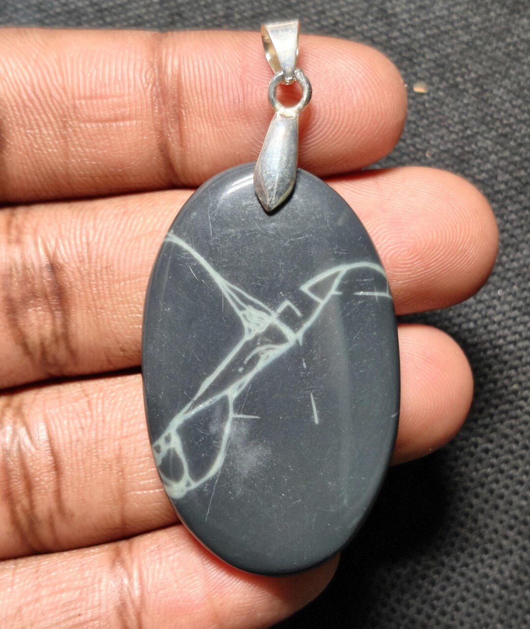 Spider Web Obsidian Necklace With a Sterling Silver Gemstone. Hook ...
