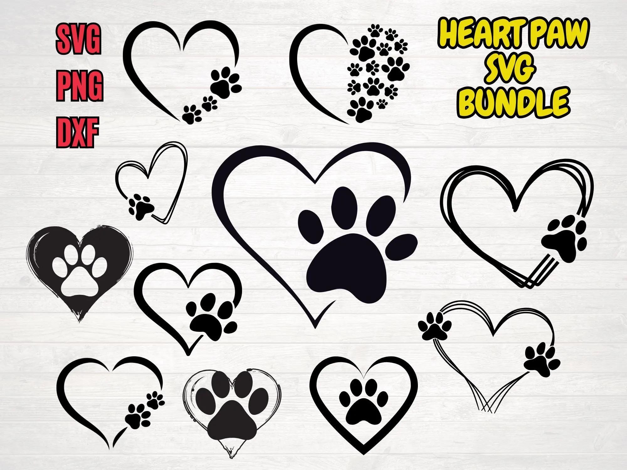 Transparent Heart Paw Logo Svg Bundle, Paw Print PNG Bundle, Dog Paw ...