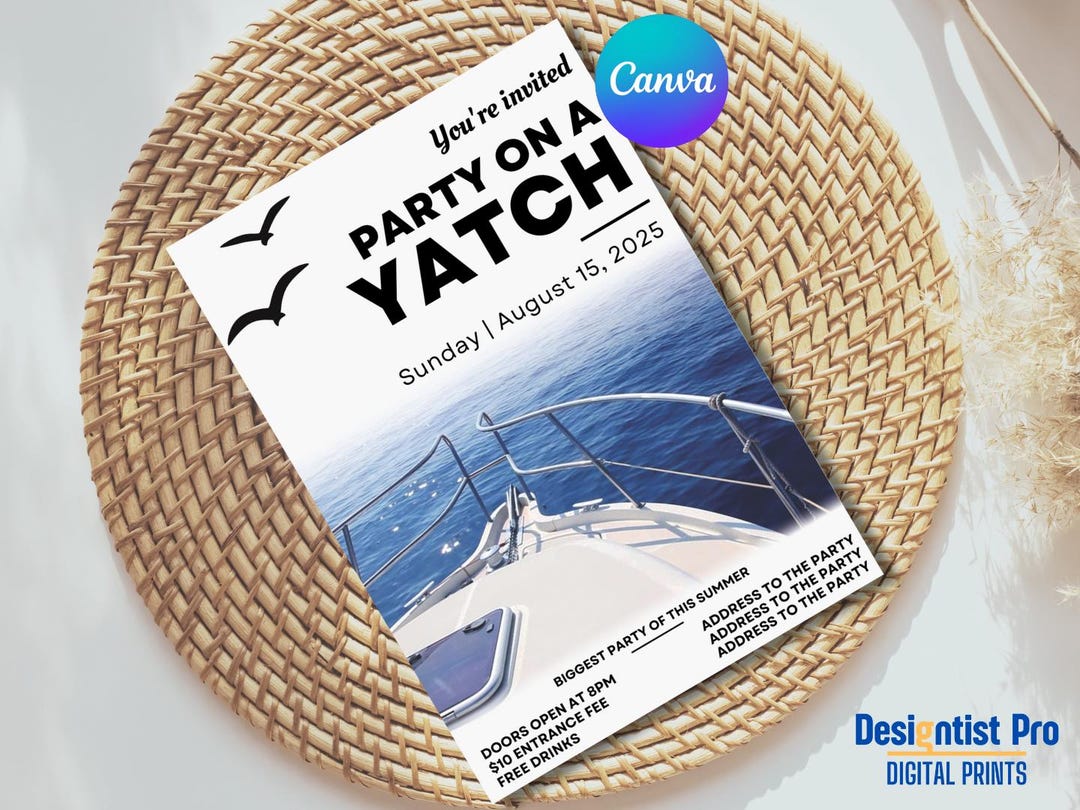 Editable Boat Party Invitation, Yacht Party Invite, Cruise Party Evite ...