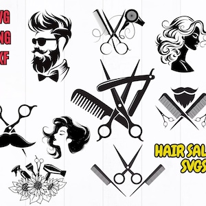 Hairdresser SVG Bundle: Salon Logo, Hairstylist Clipart (PNG, JPG) - Etsy