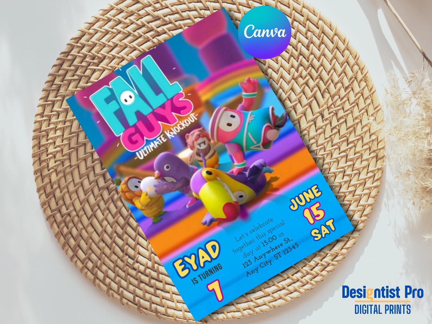 Editable Fall Guy Birthday Invitation Template | Digital Kids Party ...