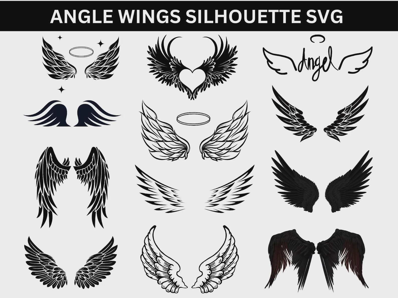 Angel Wings SVG Pack: Tattoo, Cricut, PNG, Vector (digital Download) - Etsy