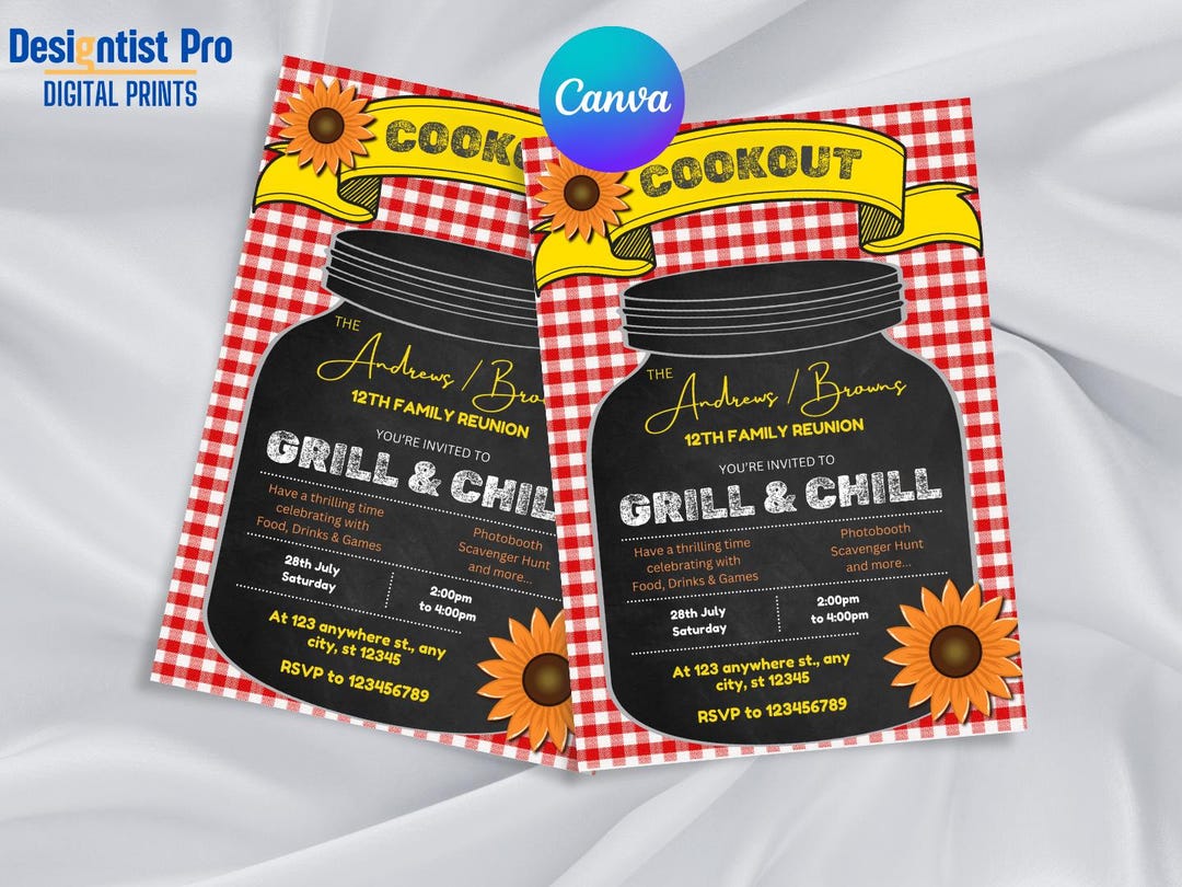 Family Reunion Cookout Invitation: Grill & Chill (canva Template) - Etsy