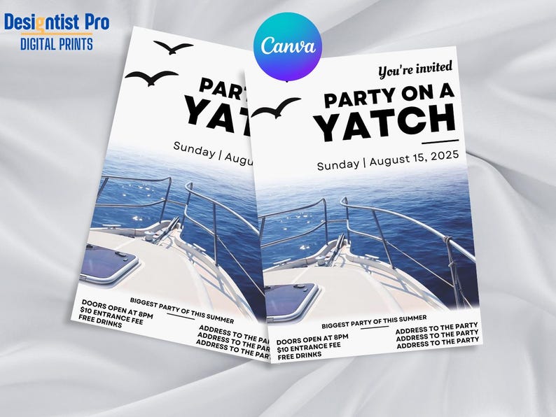 Editable Boat Party Invitation, Yacht Party Invite, Cruise Party Evite ...