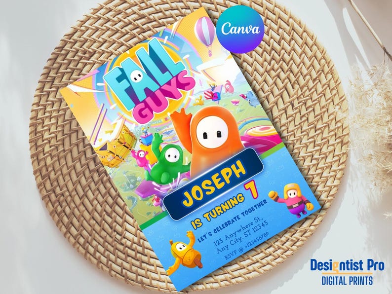 Editable Fall Guy Birthday Invitation Template | Digital Kids Party ...