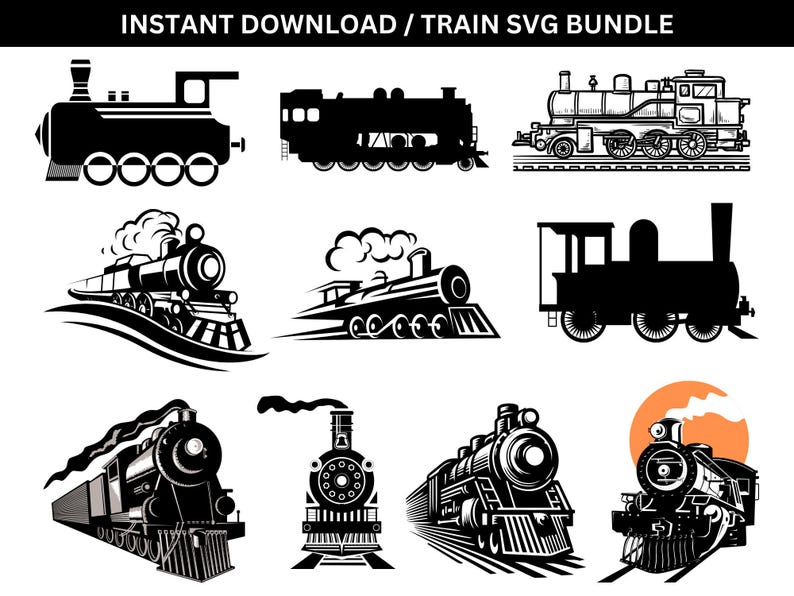 Train SVG Bundle, Train Svg, Train Silhouette, Train Vector, Train ...
