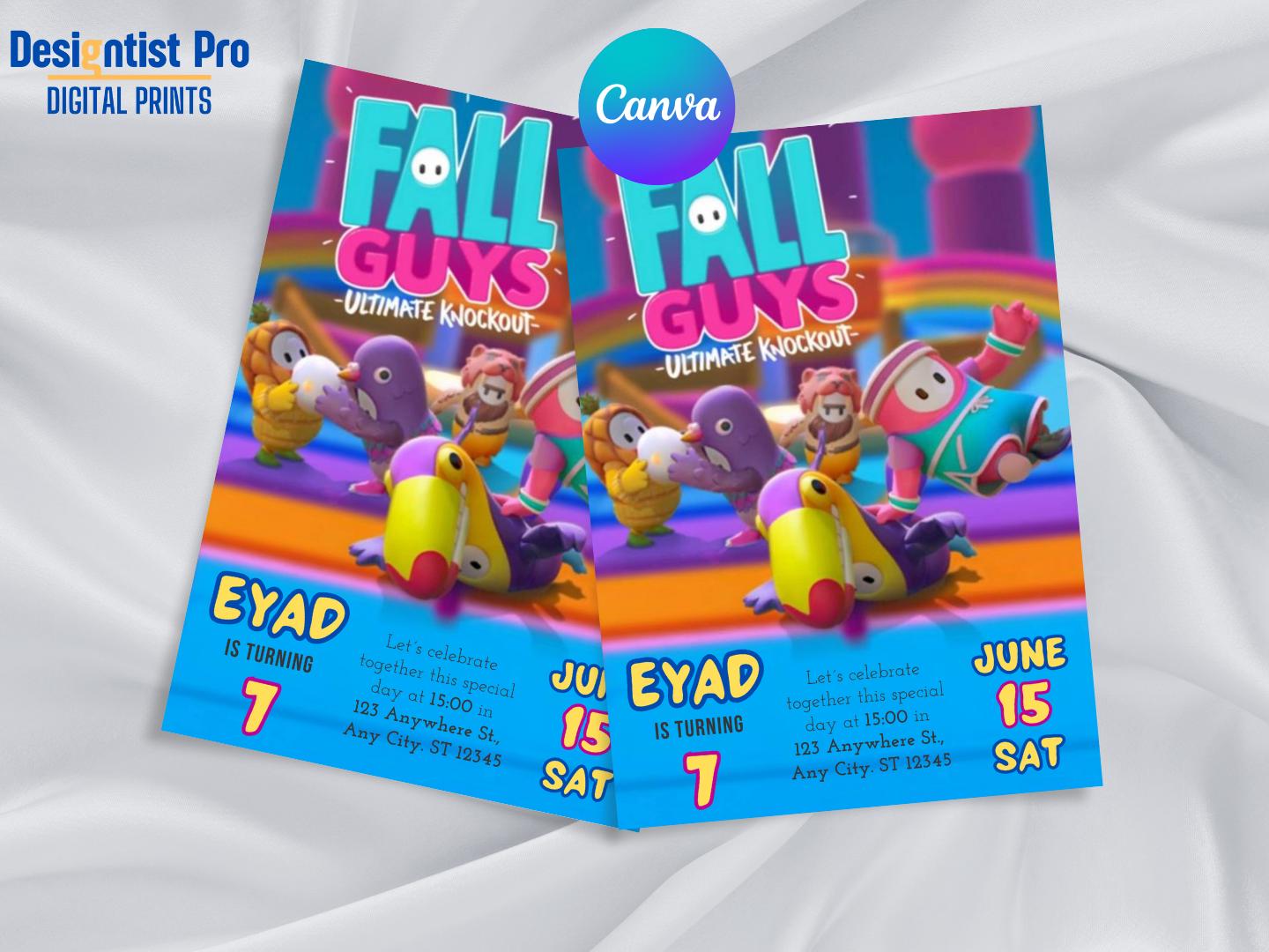 Editable Fall Guy Birthday Invitation Template | Digital Kids Party ...