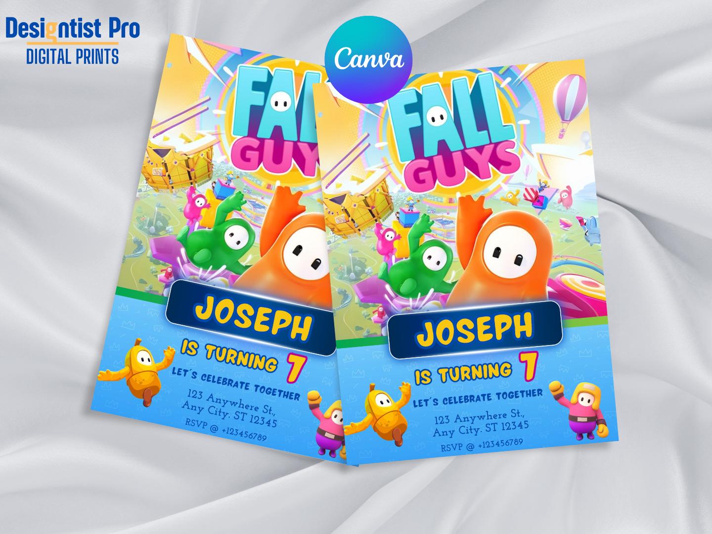 Editable Fall Guy Birthday Invitation Template | Digital Kids Party ...