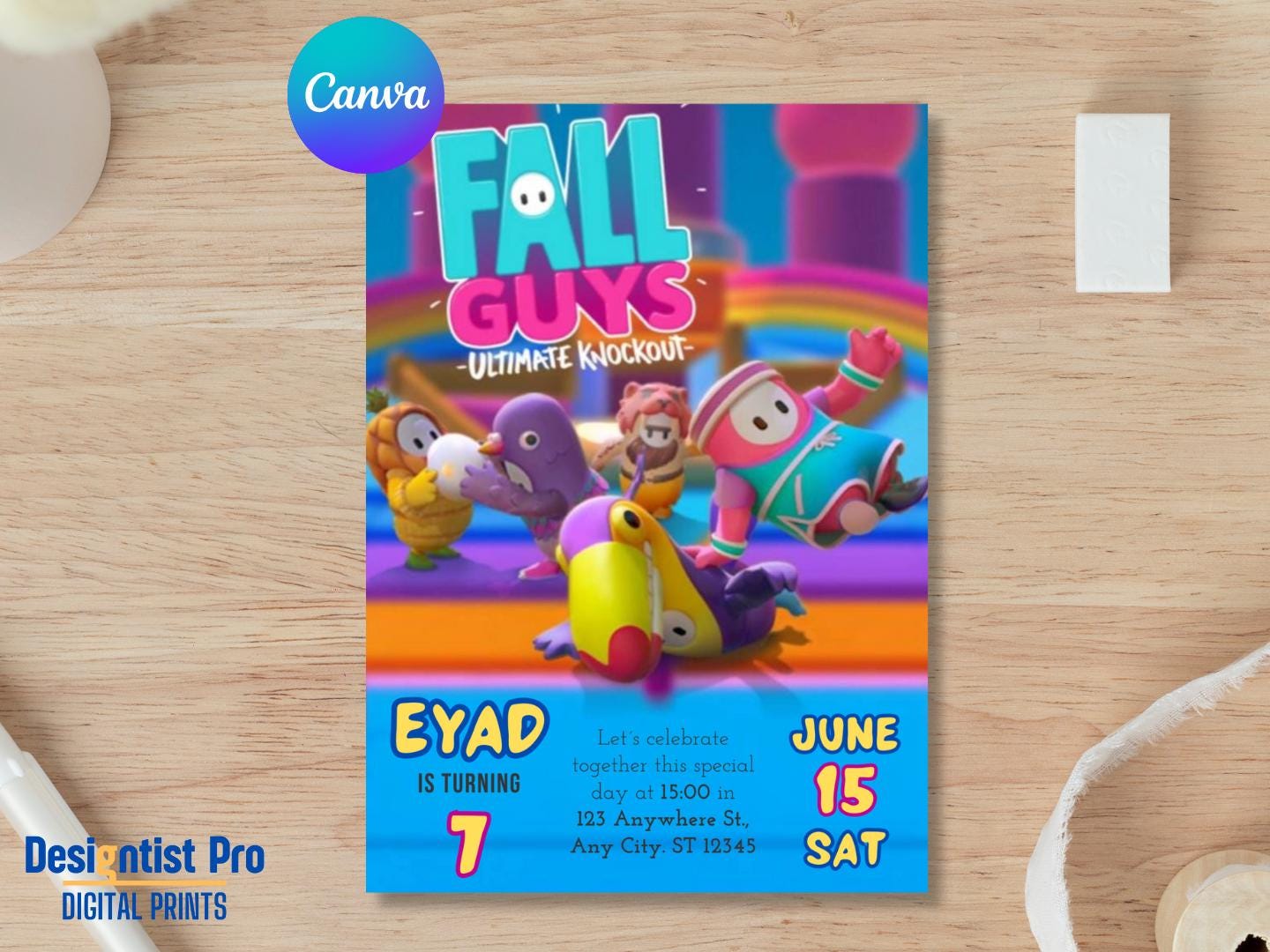 Editable Fall Guy Birthday Invitation Template | Digital Kids Party ...