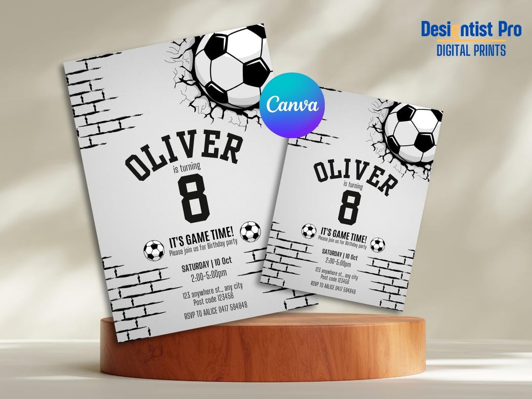 Soccer Birthday Party Invitation Fifa Birthday Invite, 8th Birthday ...