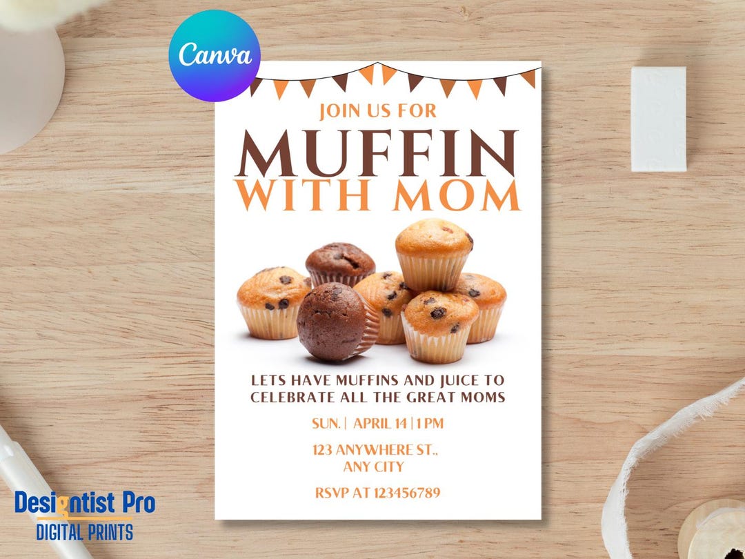 Muffins With Mom Flyer Invite, Editable Template, Mom Invitation ...