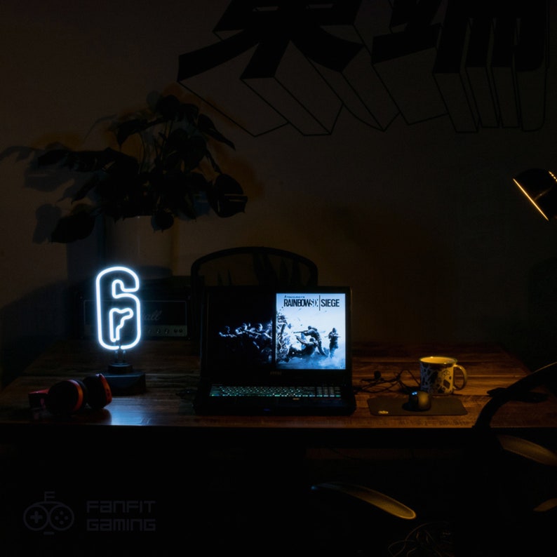 Six Siege Neon Desk Lamp – Hand Bent Glass, Gaming Decor Gift - Etsy
