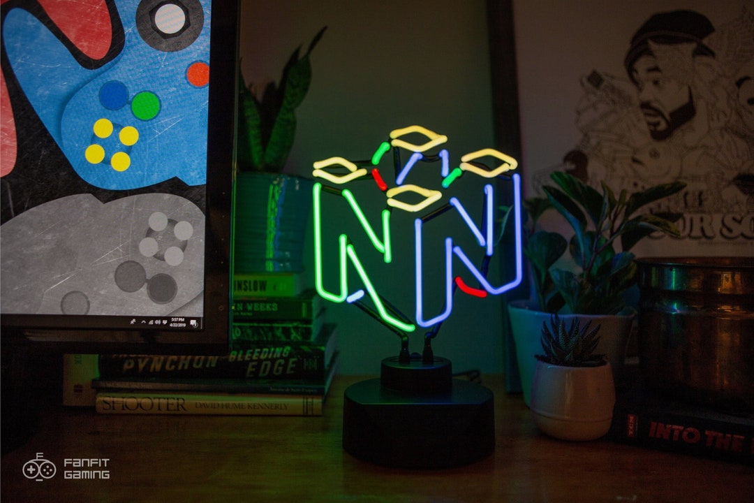 N64 Neon Light - Hand Bent Glass Neon Light - Real Neon Desk Lamp ...