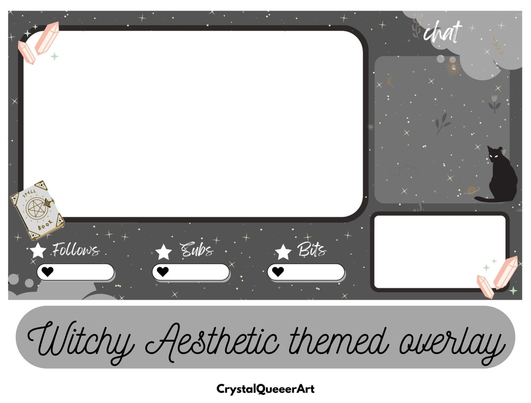 Witchy Aesthetic Twitch Overlay Cat Cute Grey - Etsy