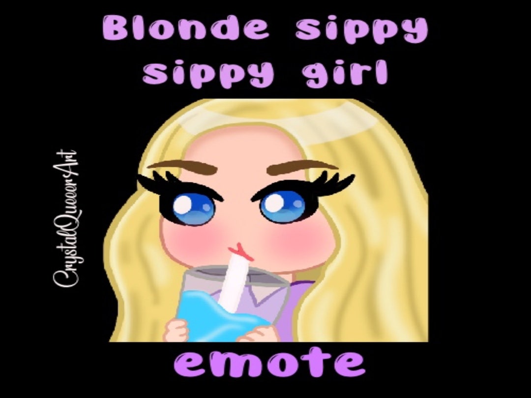 Blonde | Cute | Sippy | Girl | Twitch | Emote | Discord - Etsy