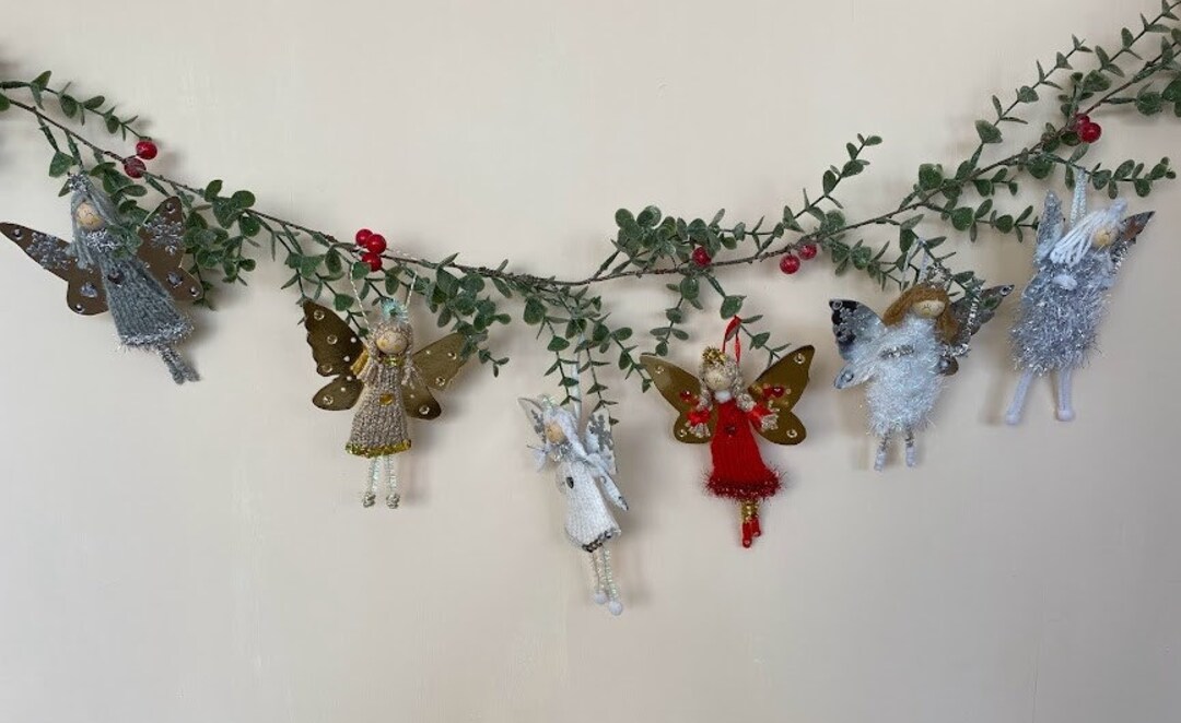 Christmas Hanging Fairy Dolls With Knitted Body Tree Ornaments Small ...
