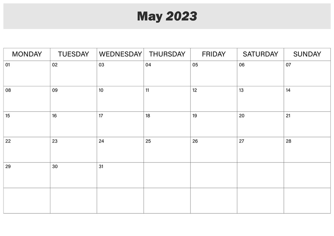 2023 Digital Calendar, 2023 Minimal Calendar, Printable Digital ...