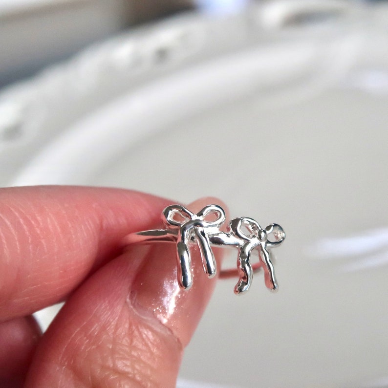 Double Bow Ring - Soft Girl Aesthetic | Girly Fashion | Dainty Ribbon Bow Ring | 925 Sterling ...