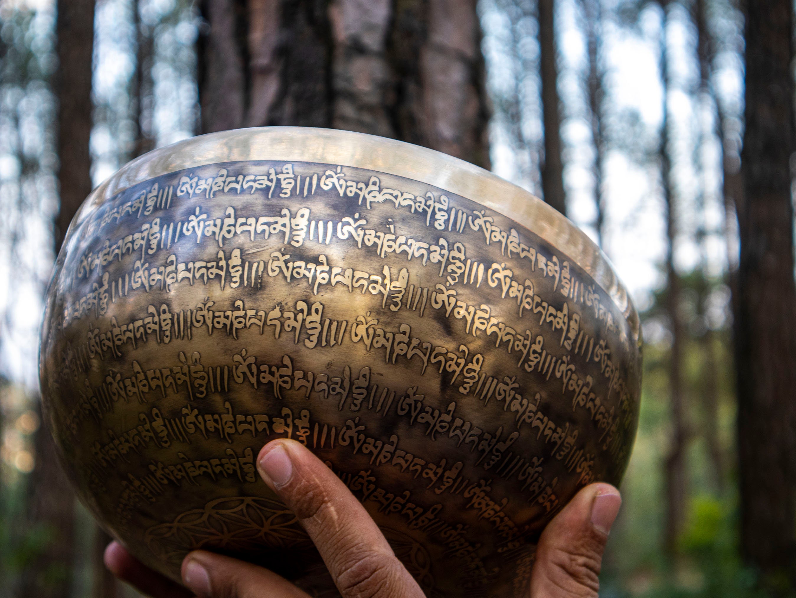Handmade Tibetan Mantra Bowl Mantra Flower Carved Singing Bowl Flower ...