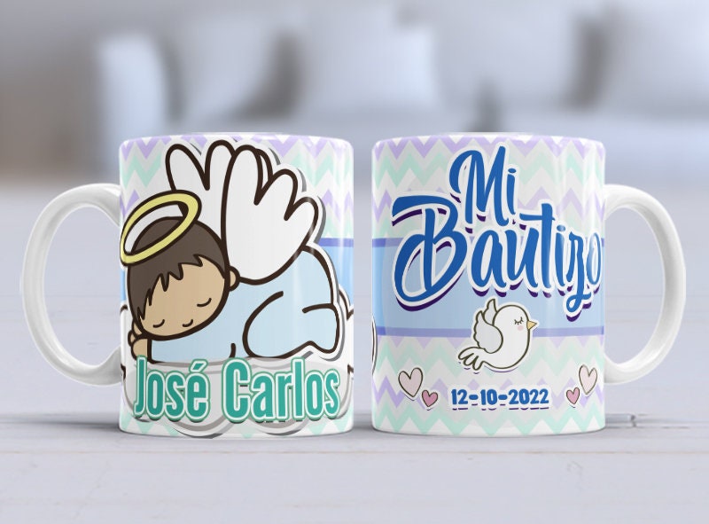 PNG Plantilla Editable de Bautizo Niño para tazas 11 onz - Etsy México