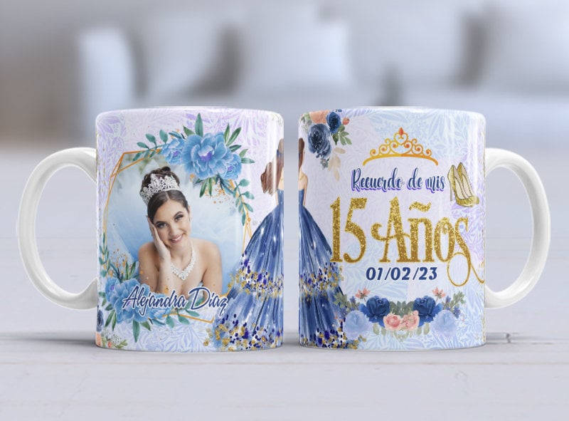 PSD Plantilla Editable de Quinceañera con Fotografía Modelo Azul New ...
