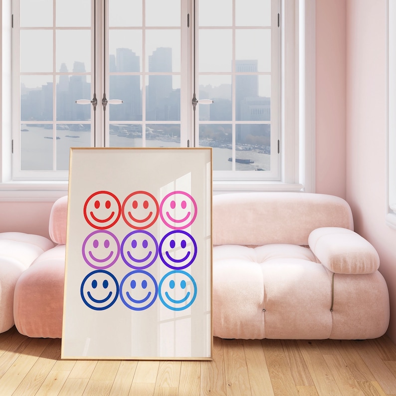Colourful Smiley Face Poster - Etsy