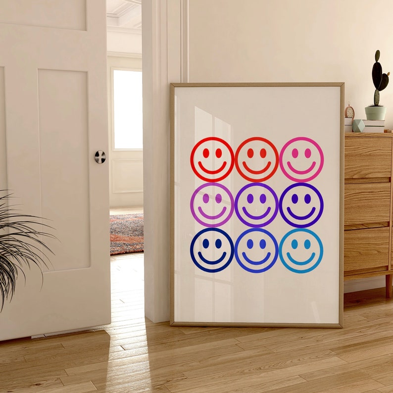 Colourful Smiley Face Poster - Etsy