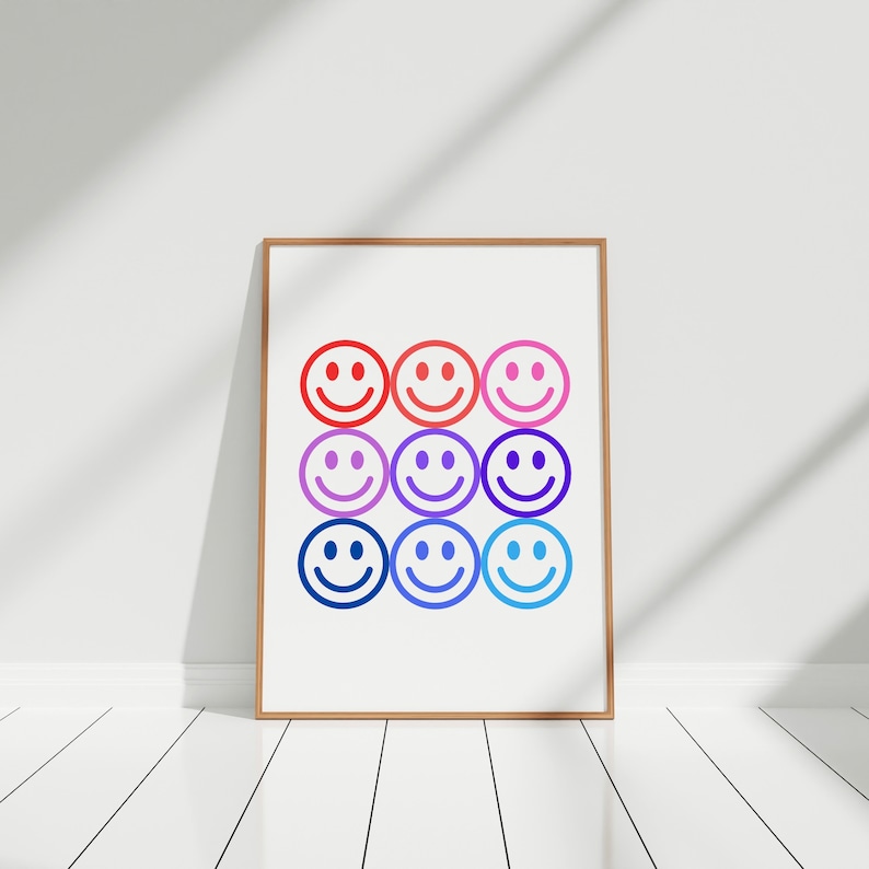 Colourful Smiley Face Poster - Etsy