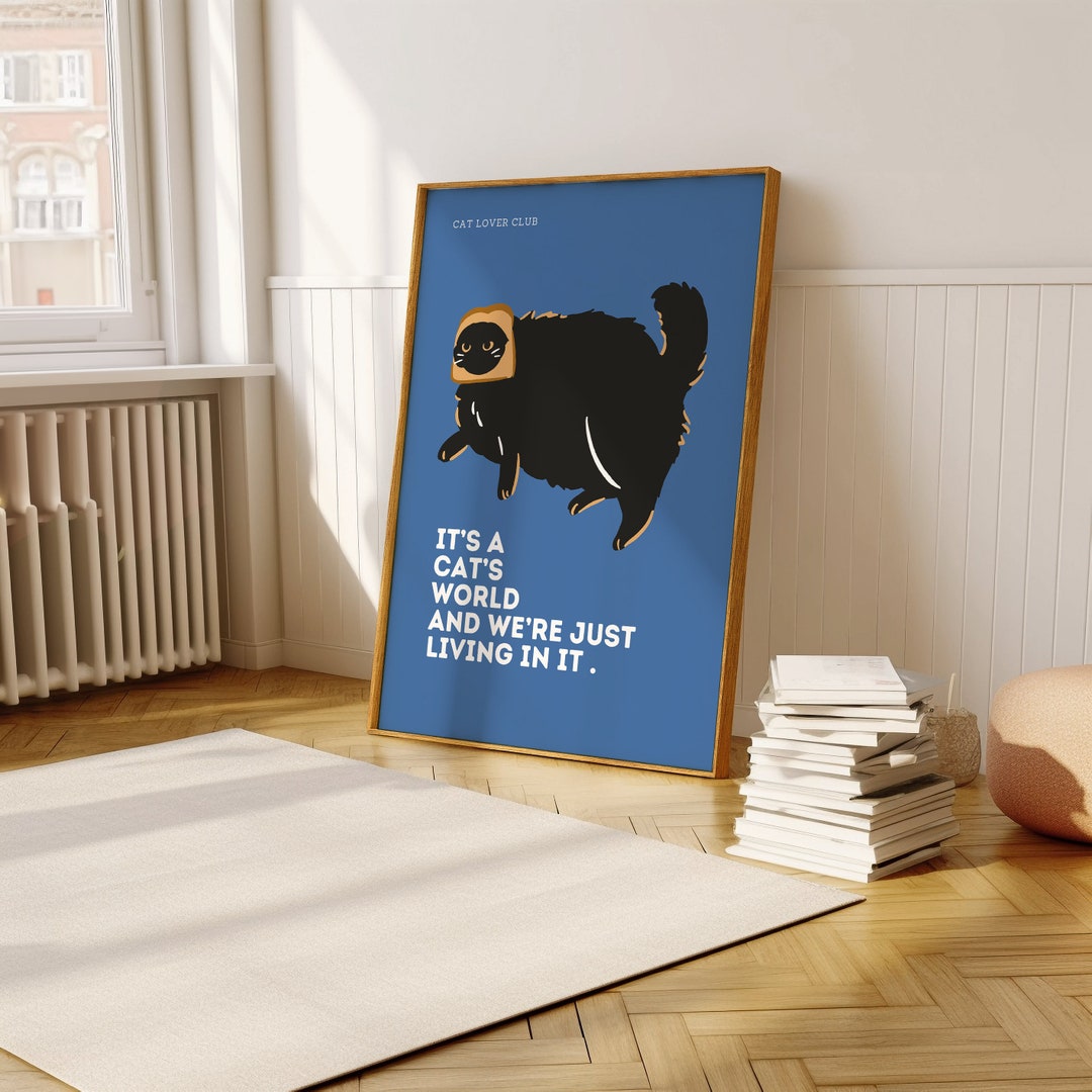 Funny Cat With Toast Poster: Quirky Pet Wall Art - Etsy