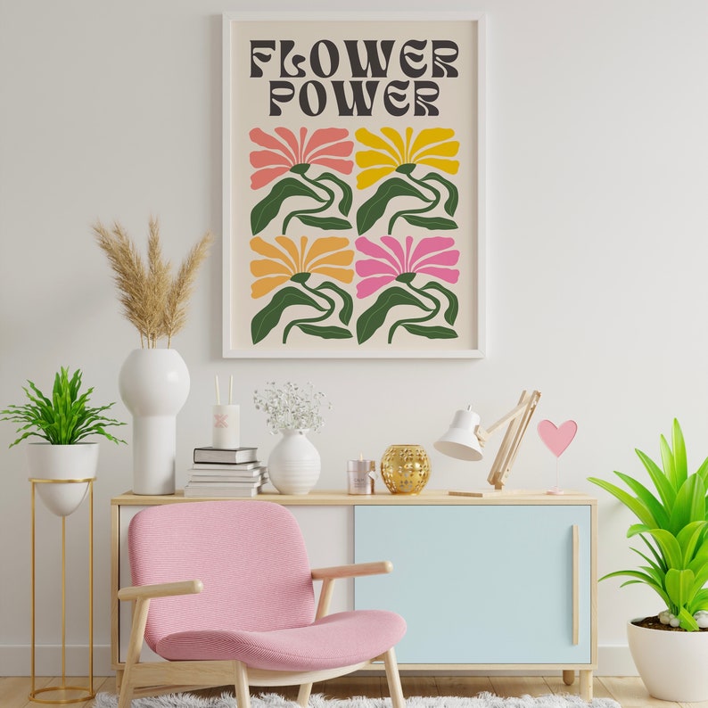 Flower Power Poster/ Wall Art/ Print/ Flower Power Art Print - Etsy