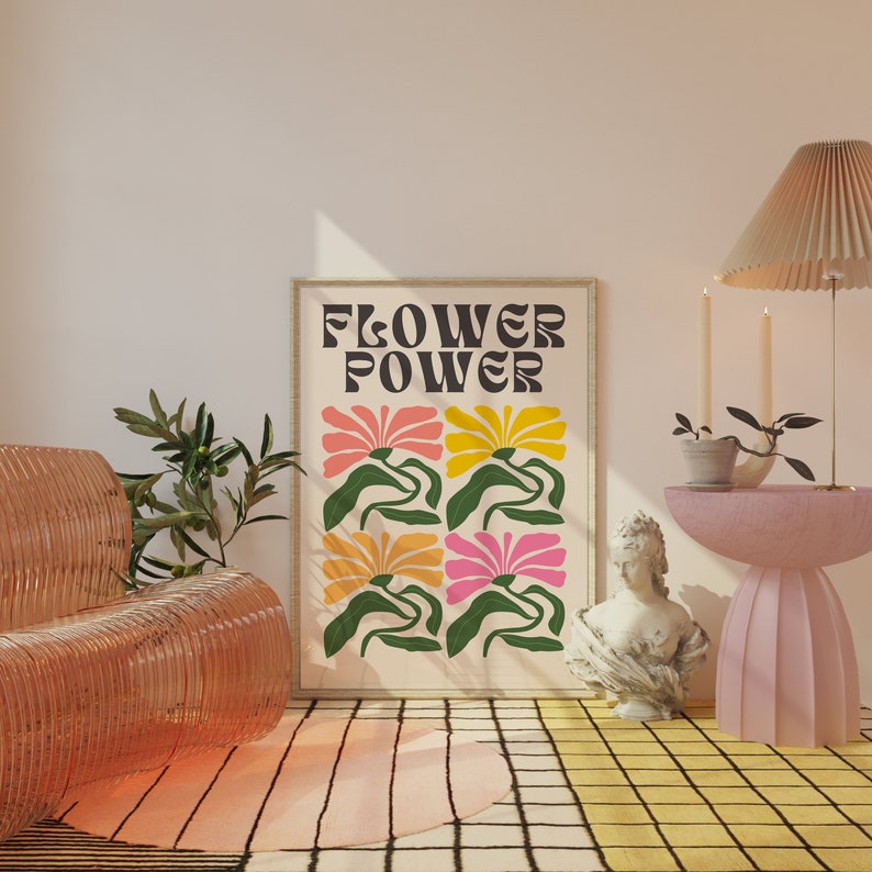 Flower Power Poster/ Wall Art/ Print/ Flower Power Art Print - Etsy