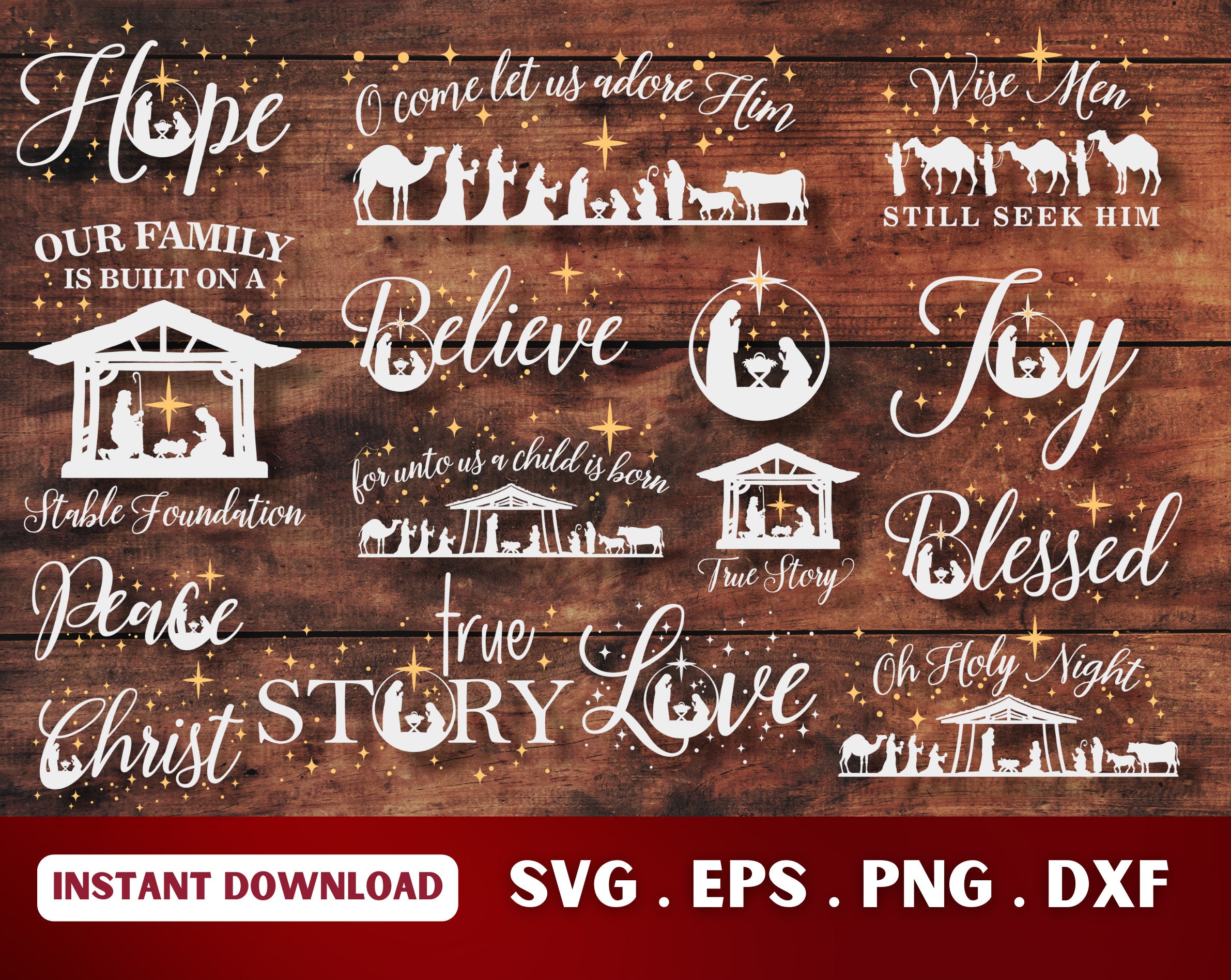 Nativity SVG Bundle Cut File Cricut Commercial Use Nativity SVG ...