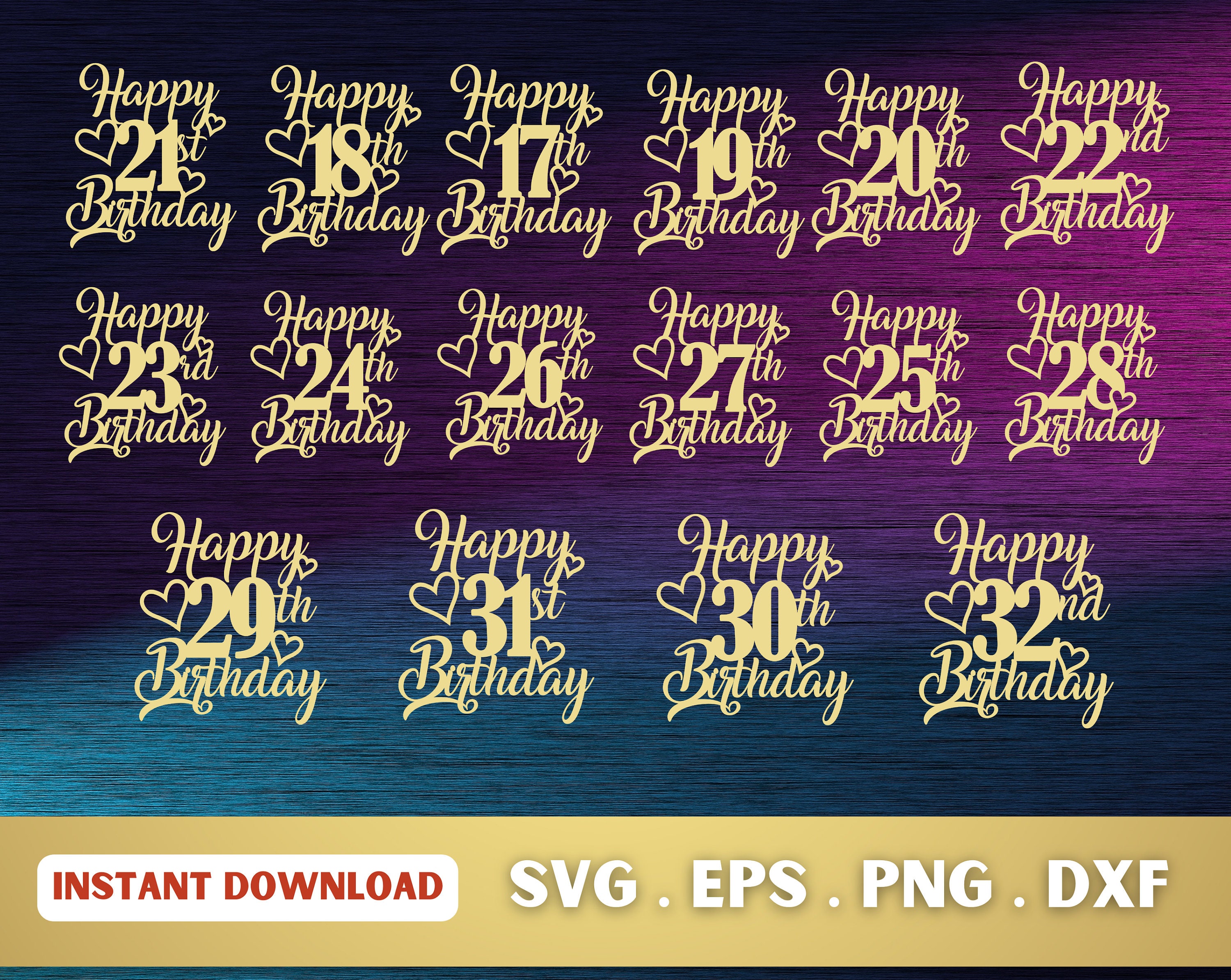 Birthday Cake Topper SVG Bundle to Use With Cut Machines or - Etsy UK