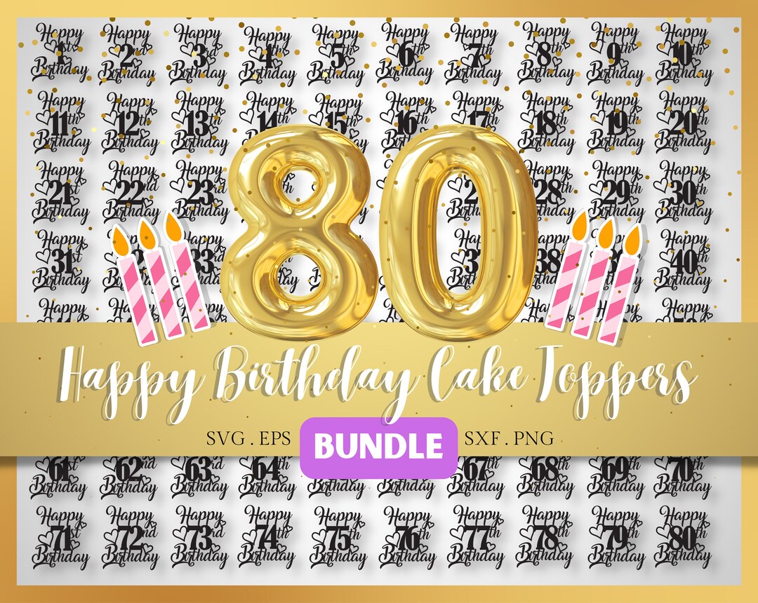 Birthday Cake Topper SVG Bundle to Use With Cut Machines or - Etsy UK