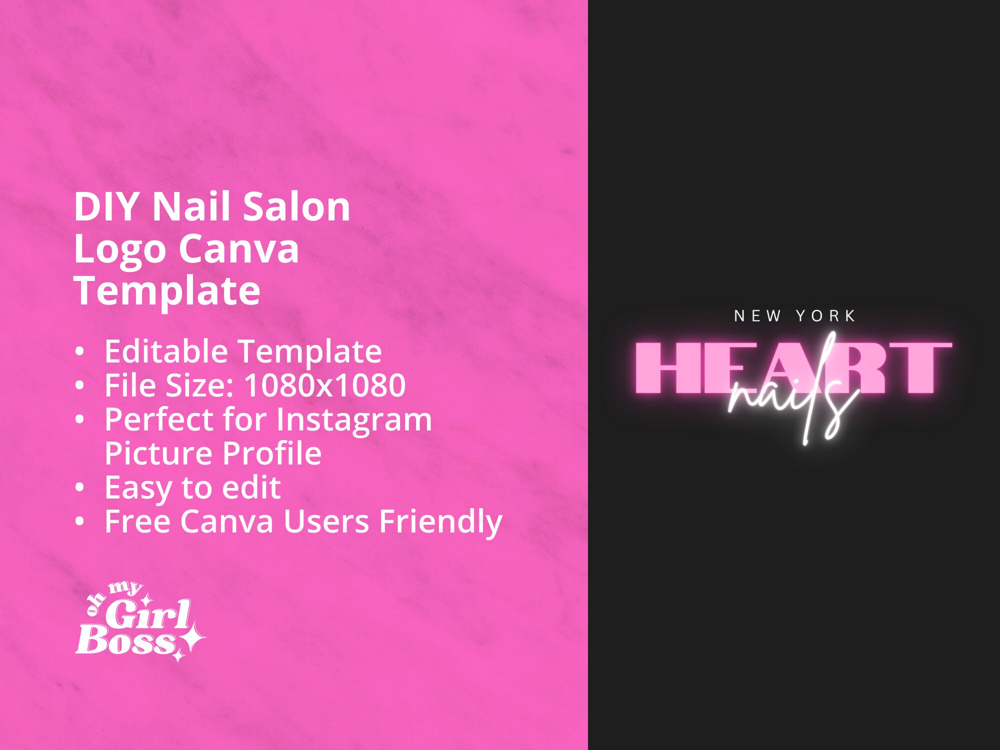 Pink Nail Salon Logo | Pink Nail Logo Template | Premaid Small Business ...