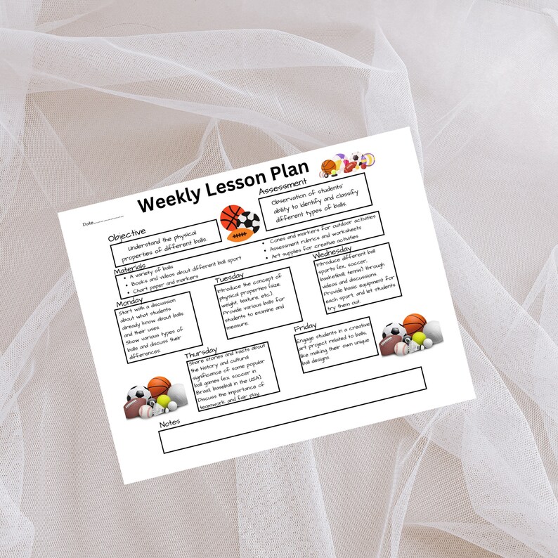 Lesson Plan About the World of Ball - Etsy
