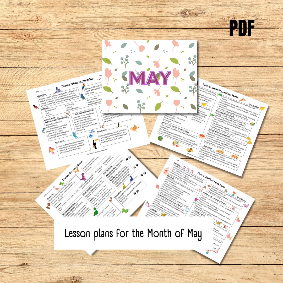 May Complete Lesson Plans /mother's Day, Birds, Healthy Foods and ...