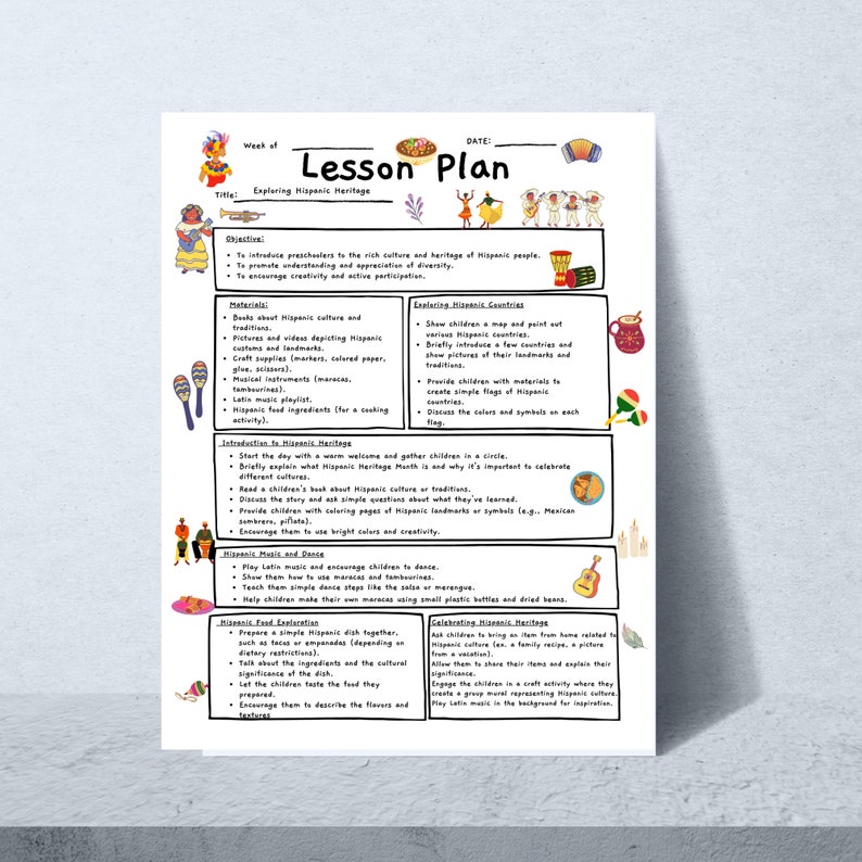 Hispanic Heritage Month Preschool Lesson Plan: Explore Learn - Etsy