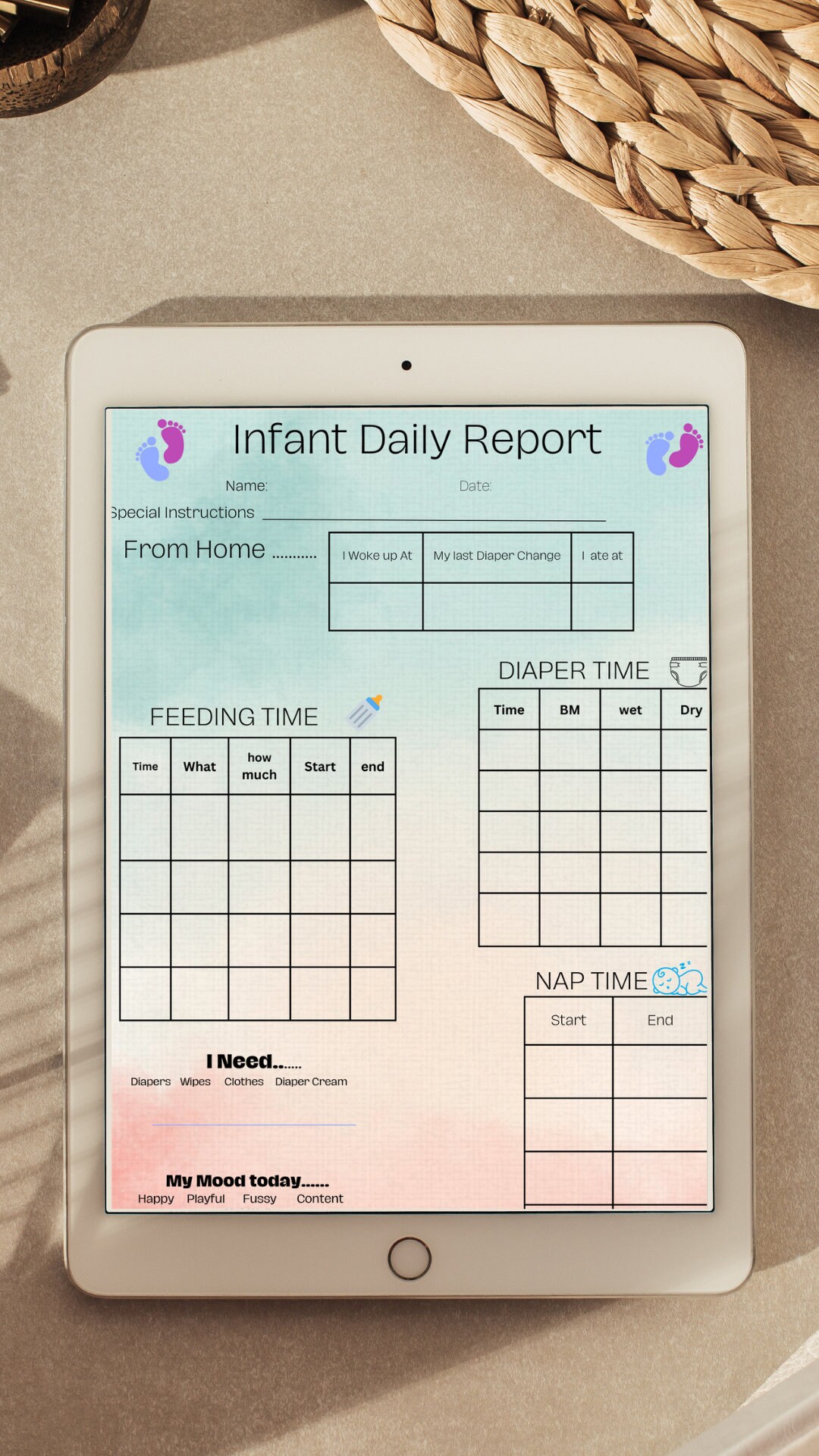 Infant Daily Report, Childcare Template Daily L, Nanny, Babysitter ...