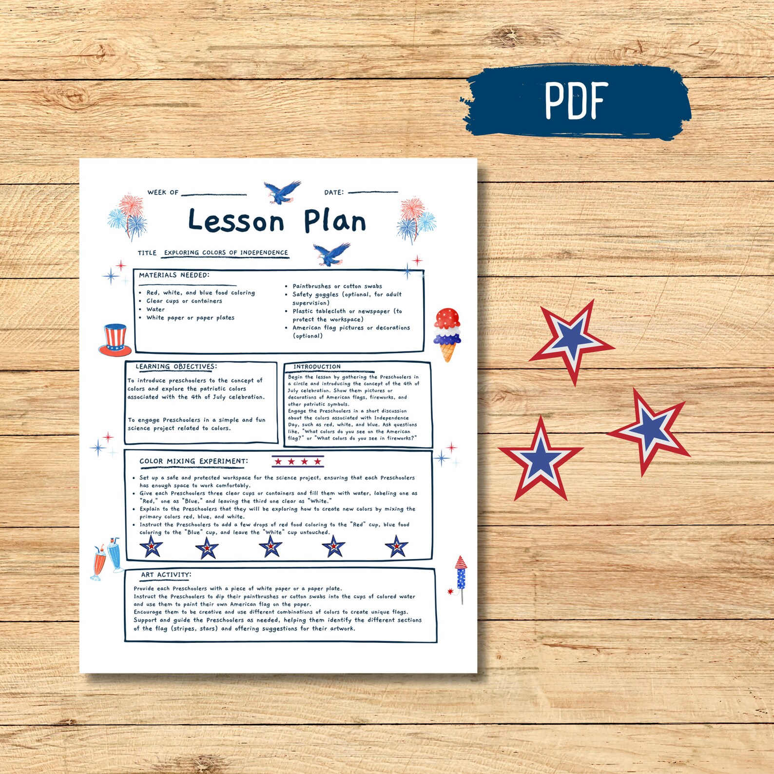 Independence Day / 4th of July Lesson Plan for Ages 2-4 - Etsy