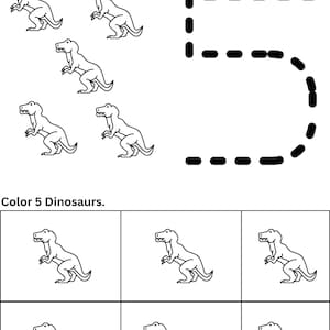 Dinosaurs Number Tracing and Color Practice Printable/preschool/daycare ...