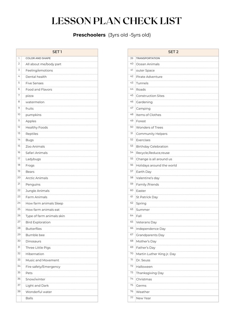 Customizable Lesson Planner (12 Lessons ) - Etsy