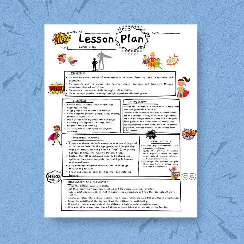 Superheroes Themed Lesson Plan for Preschoolers - Etsy